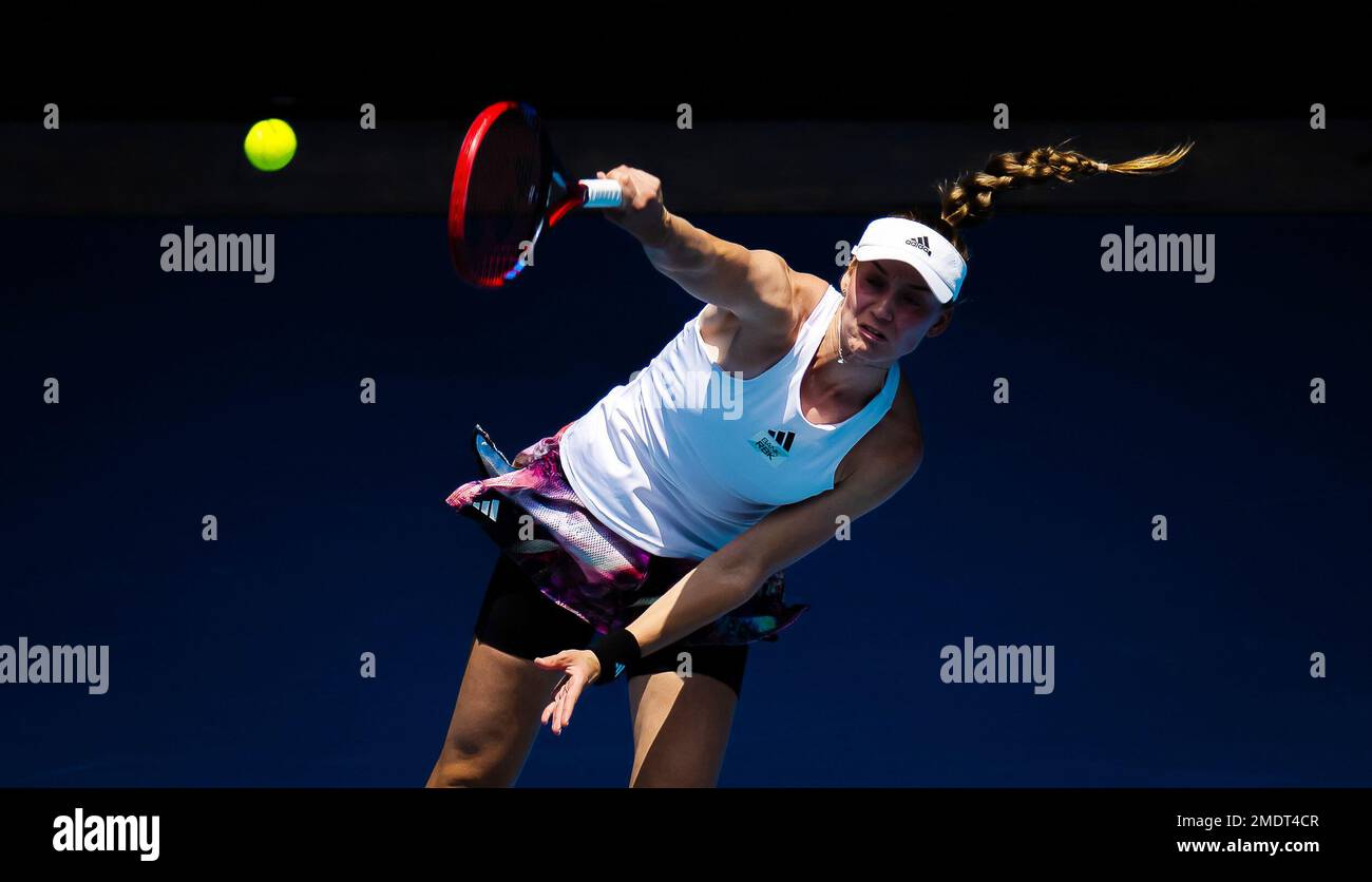 Elena Rybakina of Kazakhstan in action against Iga Swiatek of Poland ...
