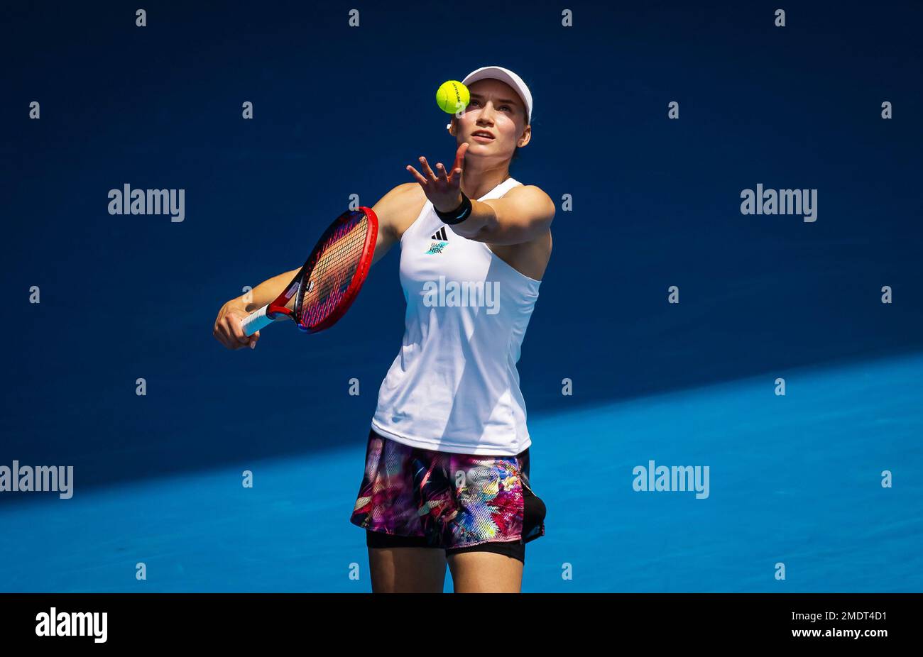 Elena Rybakina of Kazakhstan in action against Iga Swiatek of Poland ...