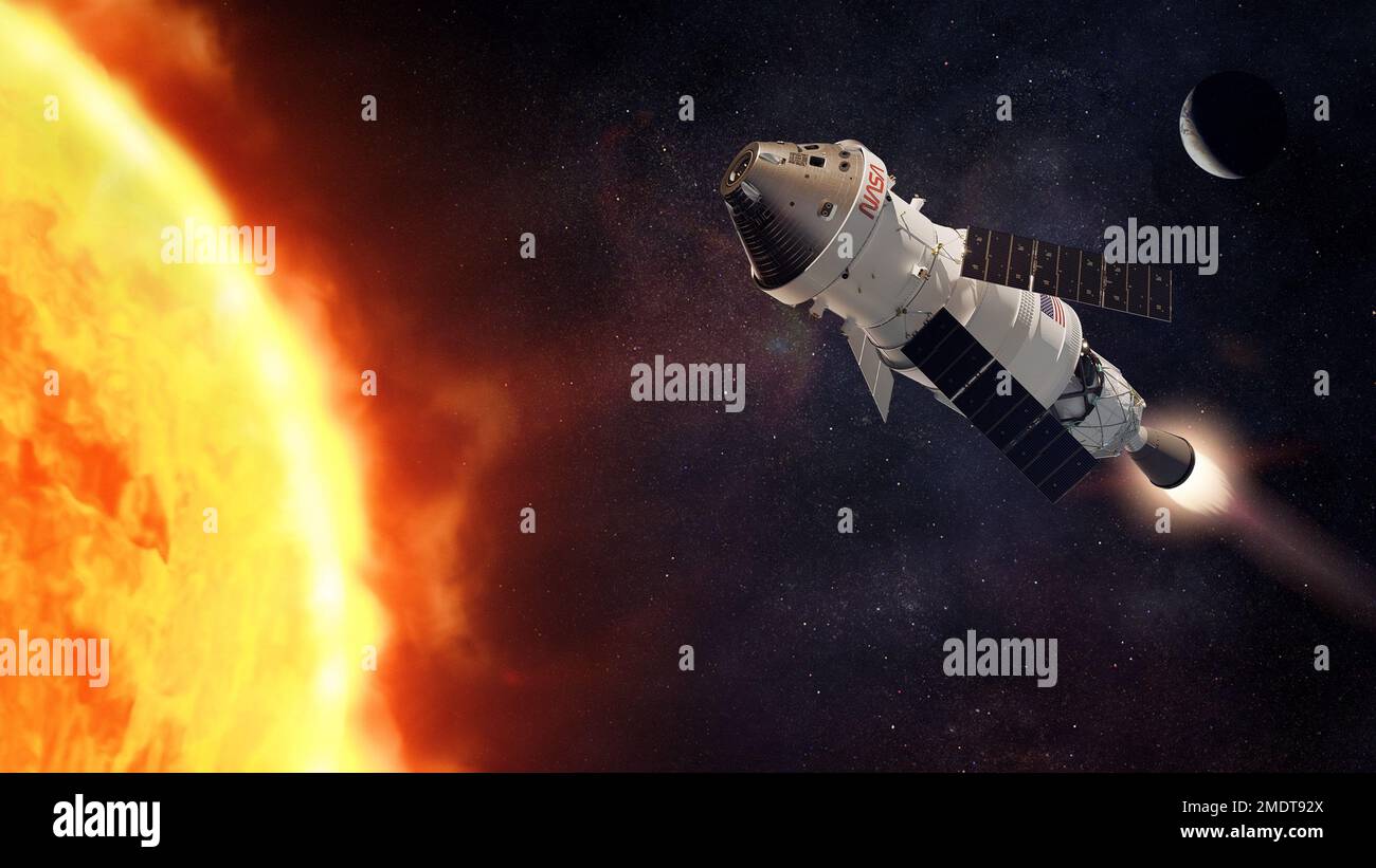 Exploration mission of Orion spacecraft into deep space. Elements of ...