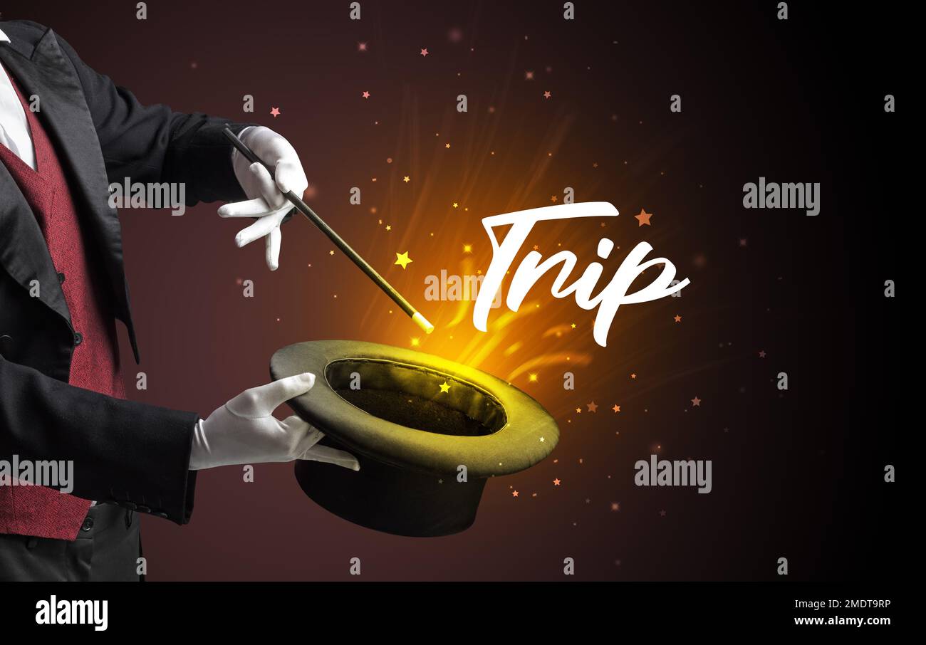 Old Magician is showing magic trick Stock Photo - Alamy