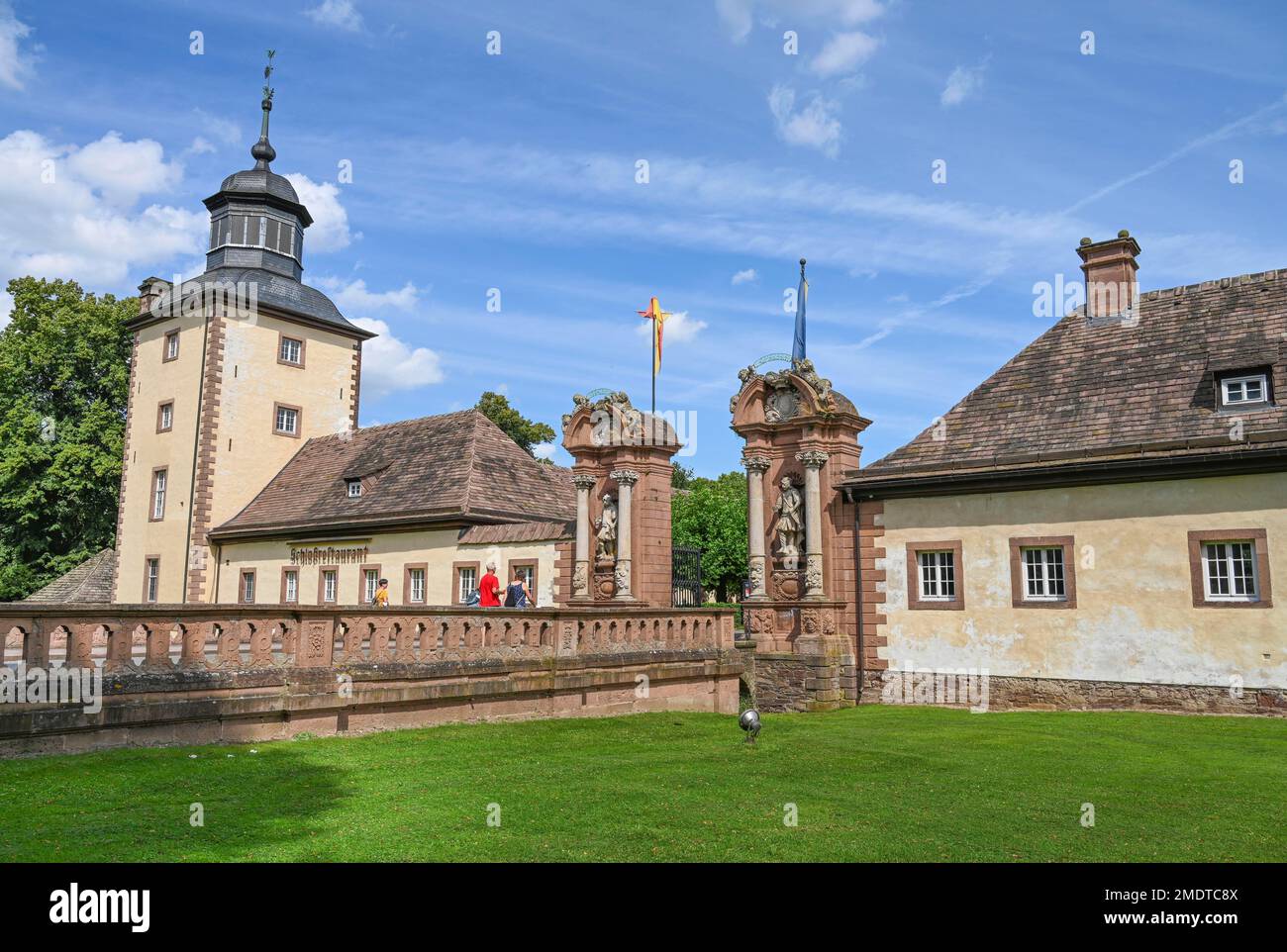 Forecastle with north tower, entrance, gateway, Benedictine Abbey ...