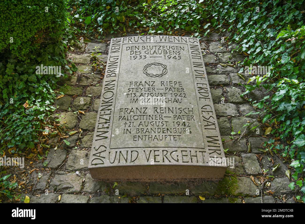 Memorial stone Franz Riepe, Franz Reinisch, Father, Garden, Benedictine ...