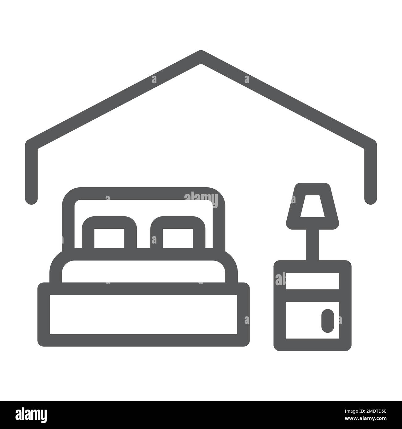 Bedroom line icon, hotel and sleep, bed sign, vector graphics, a linear ...