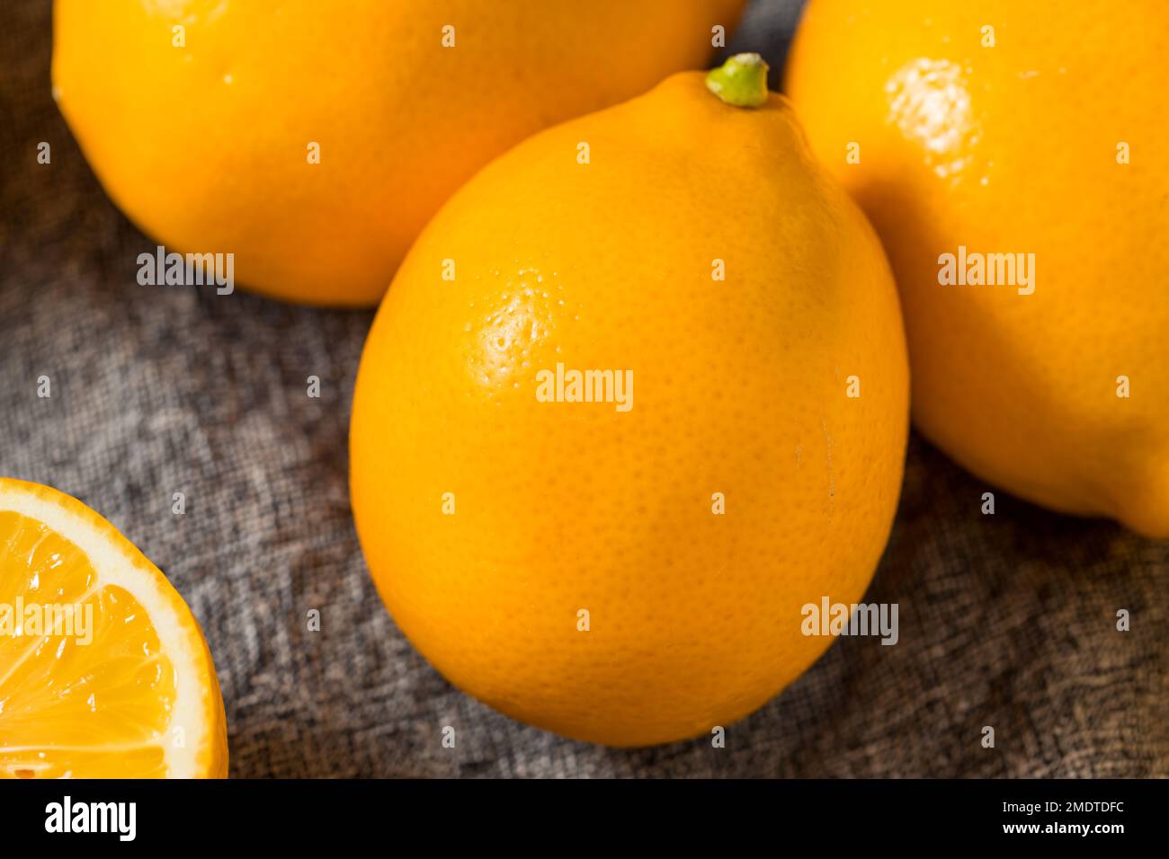 Homemade Organic Yellow Meyer Lemons in a Bunch Stock Photo - Alamy