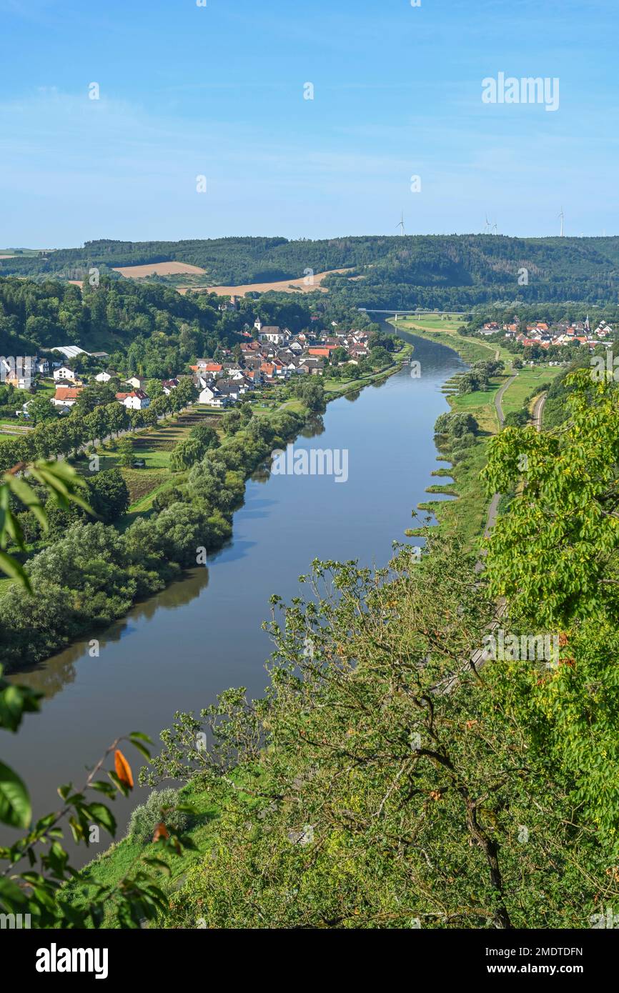 View of the Weser Valley from the Weser Skywalk towards Wuergassen ...