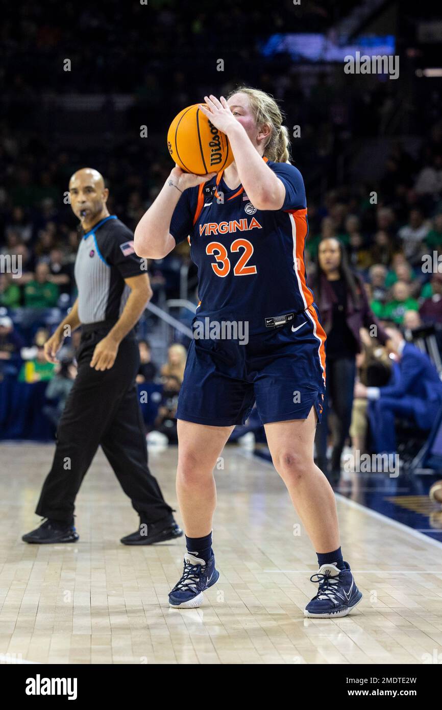 South Bend, Indiana, USA. 22nd Jan, 2023. Virginia guard Cady Pauley ...