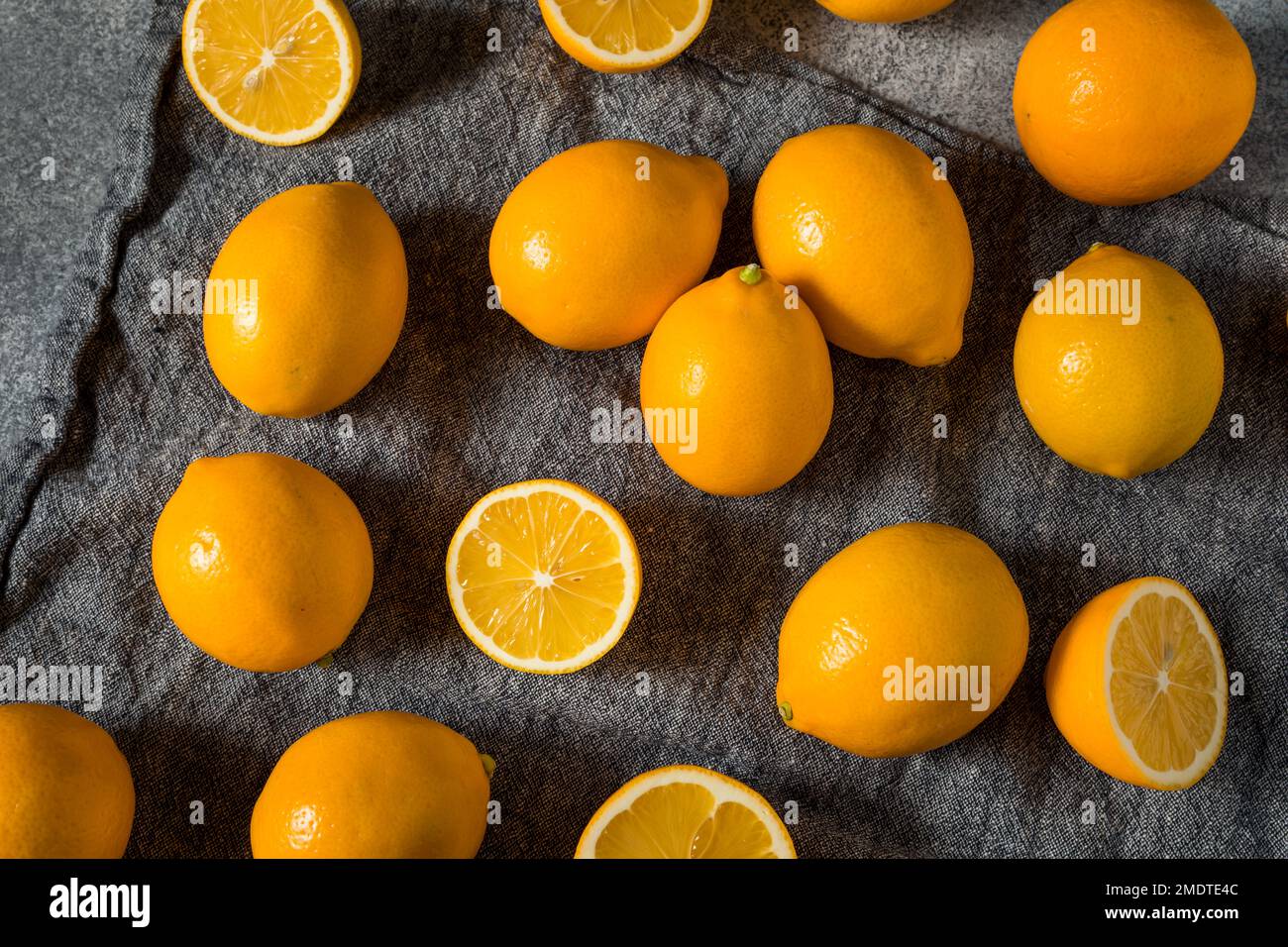 Homemade Organic Yellow Meyer Lemons in a Bunch Stock Photo - Alamy