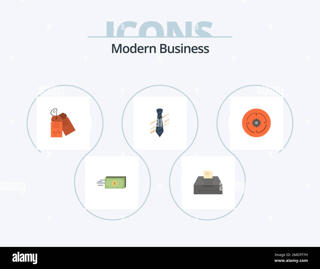 Modern Business Flat Icon Pack 5 Icon Design Interview Dress Information Business Sale