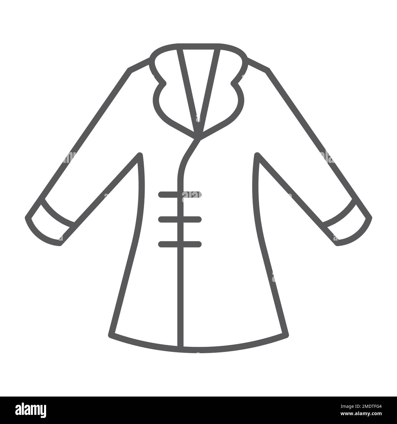 Coat thin line icon, clothing and fashion, jacket sign, vector graphics, a linear pattern on a ...