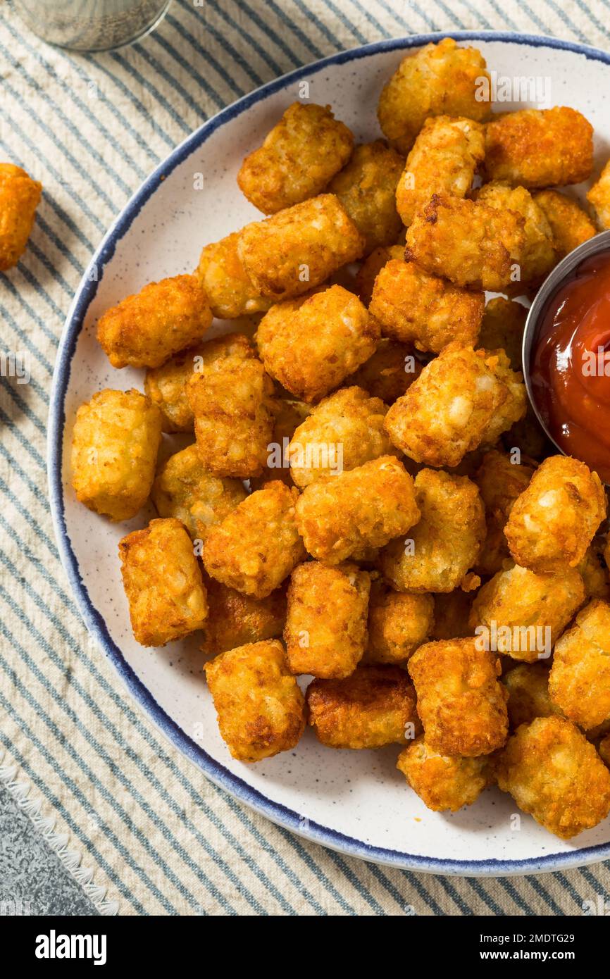 Homemade Baked Tater Tots Potatoes with Ketchup Stock Photo - Alamy