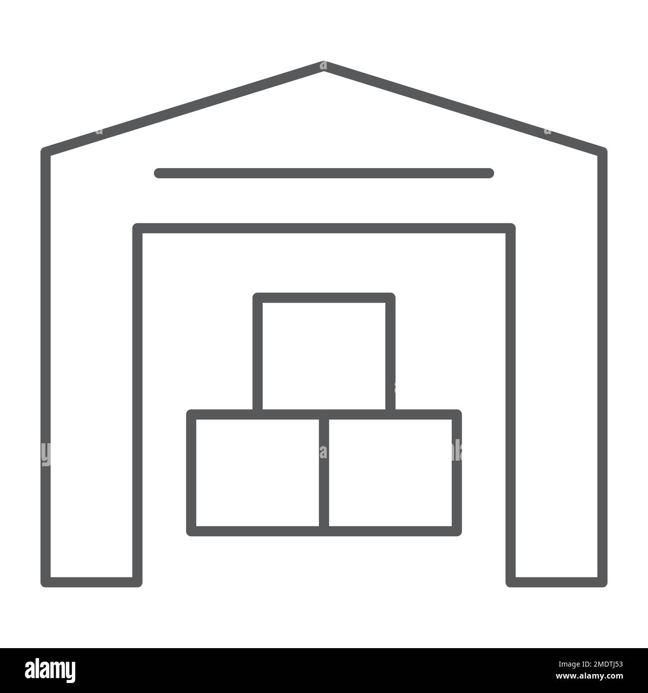 Warehouse thin line icon, building and store, storage sign, vector ...