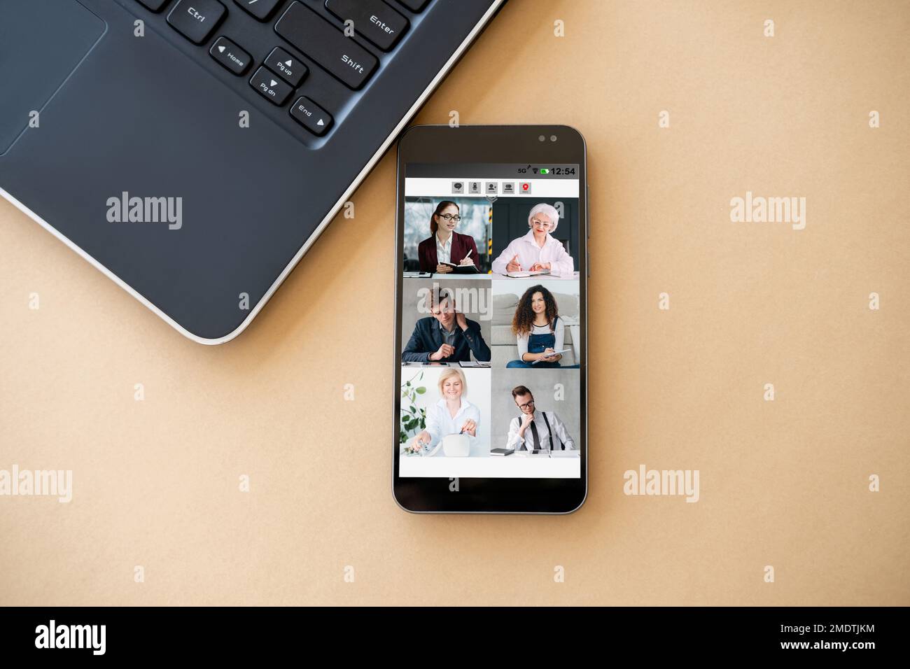 digital office video meeting business team phone Stock Photo - Alamy