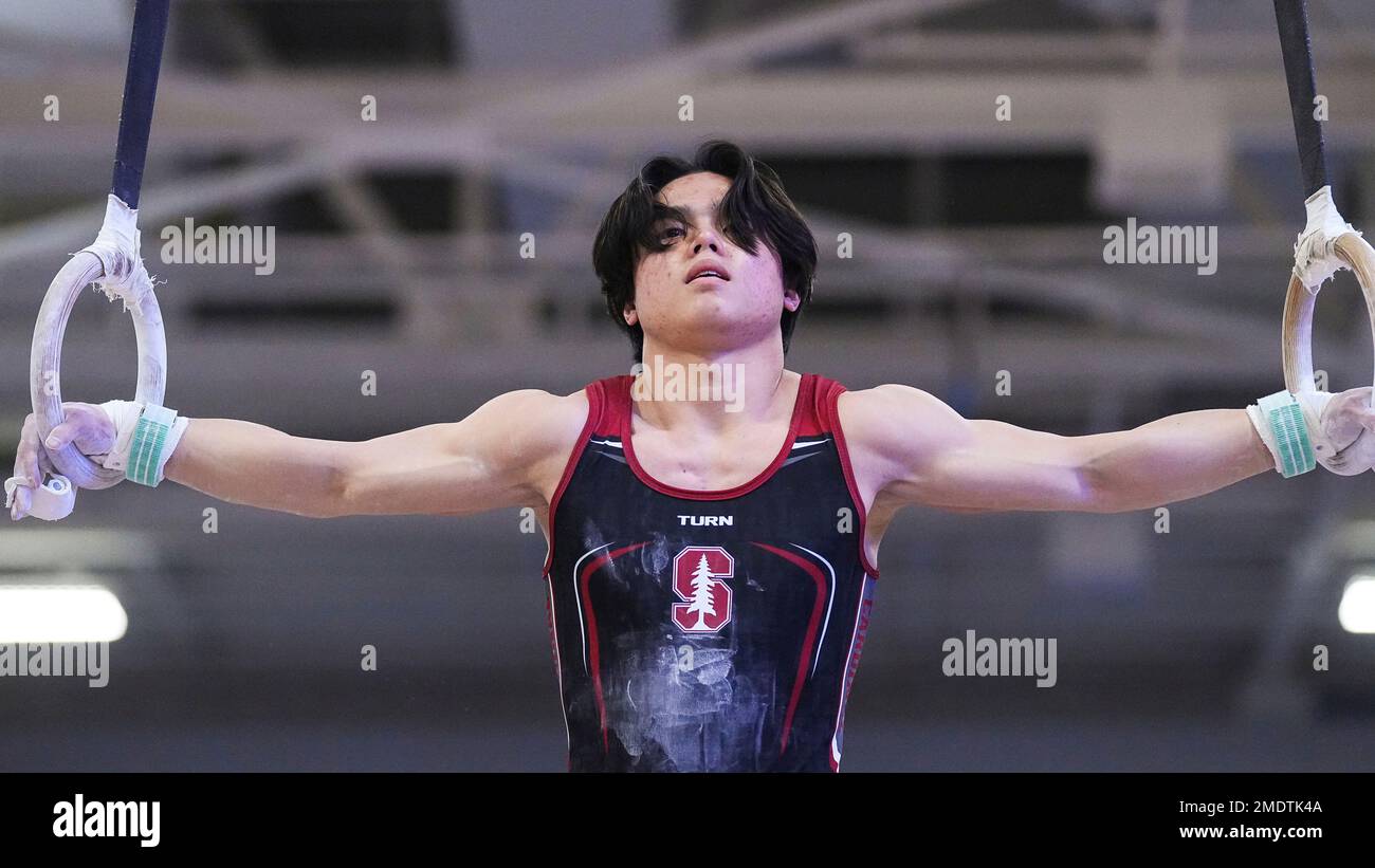 Stanford gymnast Asher Hong during an NCAA gymnastics meet on Saturday ...