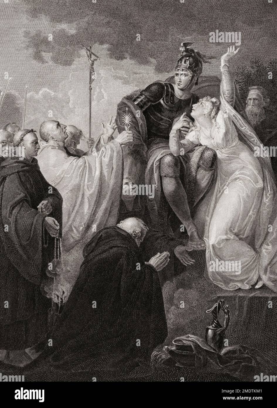 Saint Augustine of Canterbury speaks with Aethelberht, King of Kent and ...