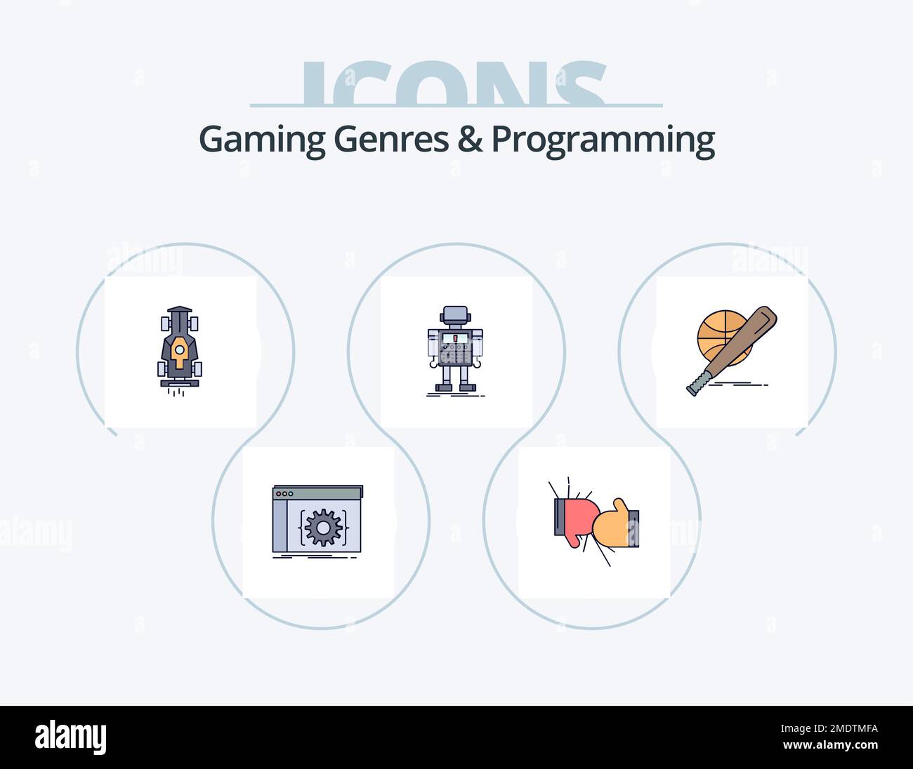 Gaming Genres And Programming Line Filled Icon Pack 5 Icon Design. panel. admin. motor. game ...