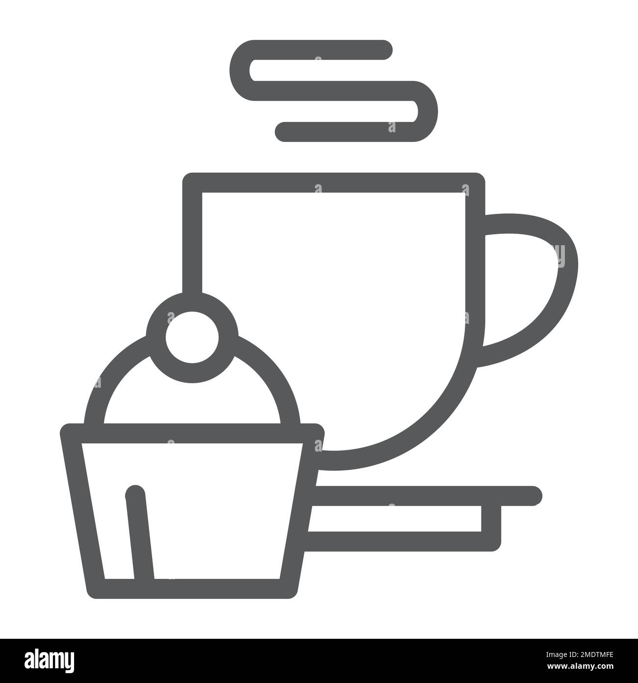 Restaurant line icon, food and drink, cup and cake sign, vector ...