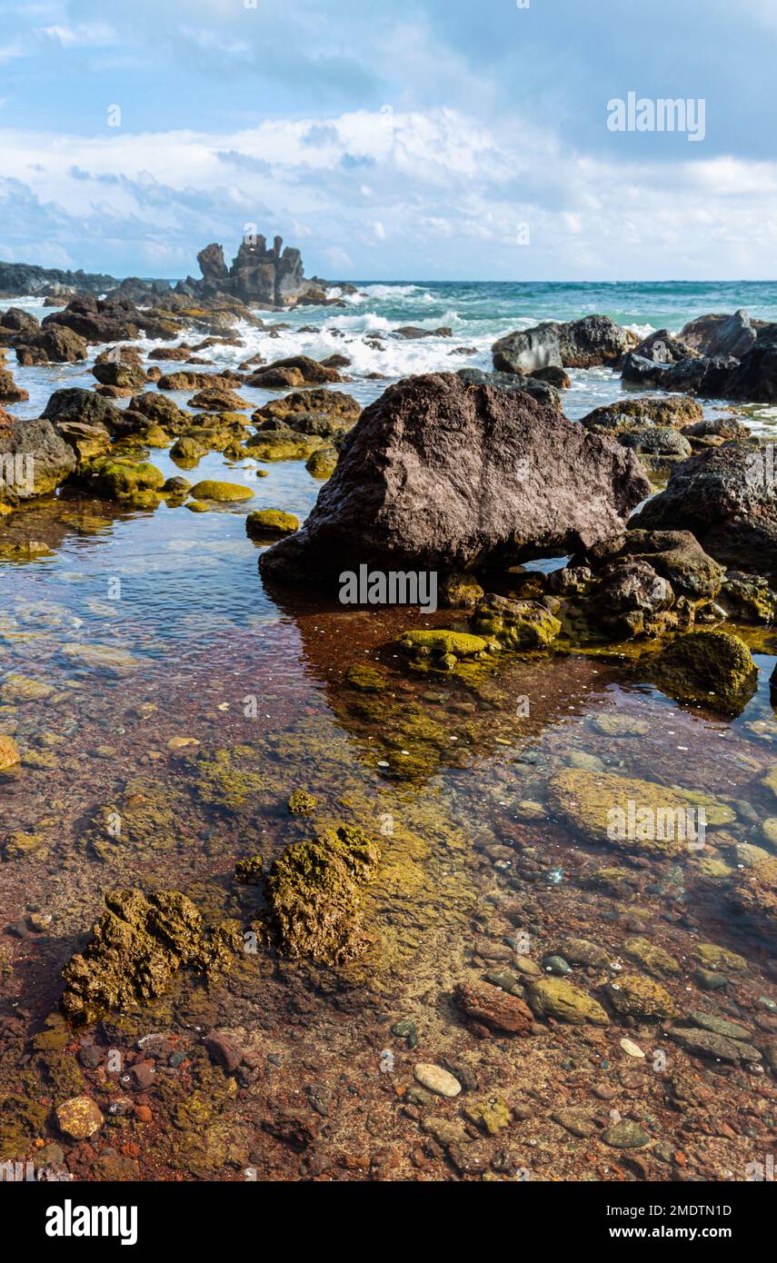 Transparent Tide Pools on Koki Beach Park, Hana, Maui, Hawaii, USA ...