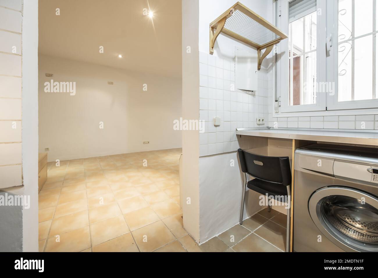 Space washing machine wooden cabinet hi-res stock photography and ...