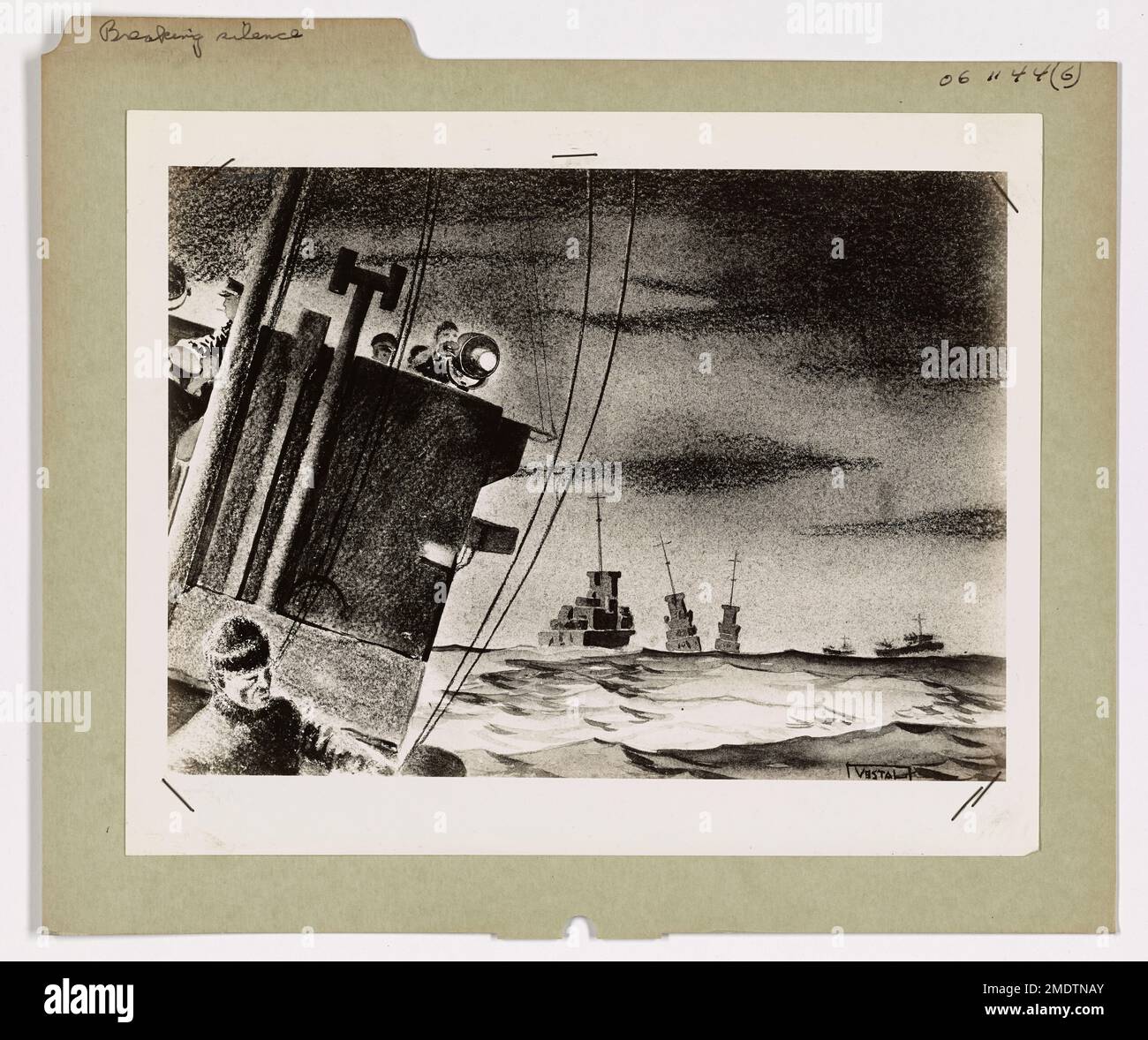 Artwork by combat artist Herman B. Vestal depicting a Coast Guard LCI ...