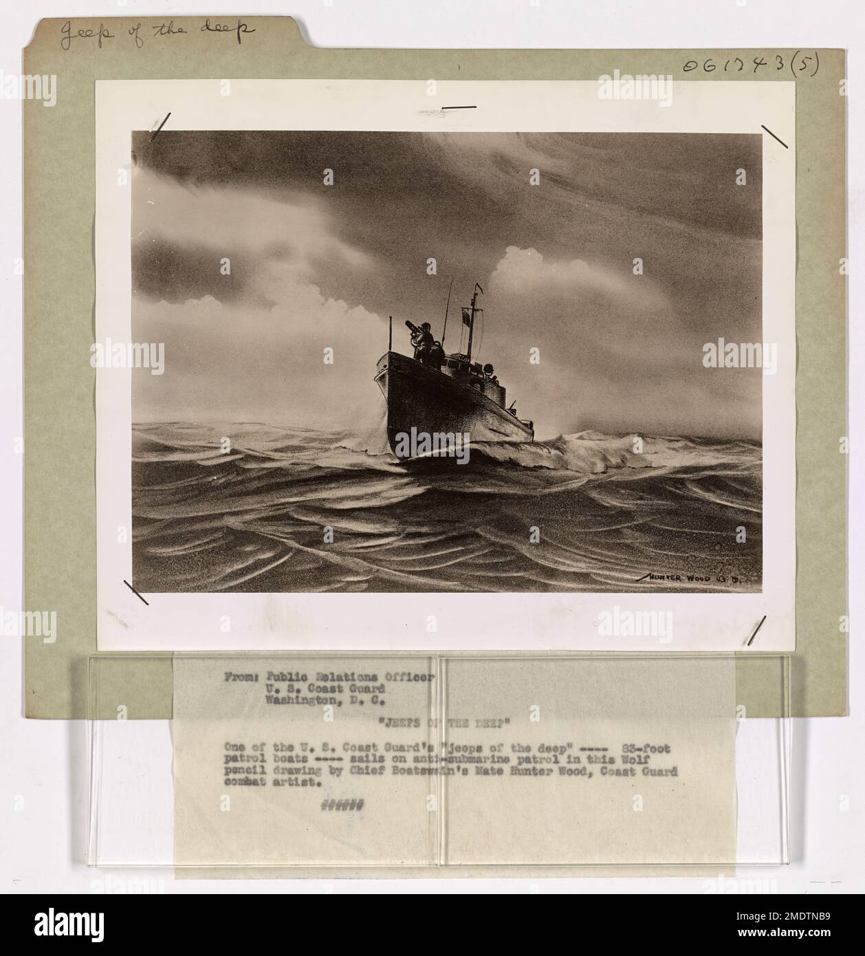 This artwork depicts a U.S. Coast Guard 83-foot patrol boat, also known ...