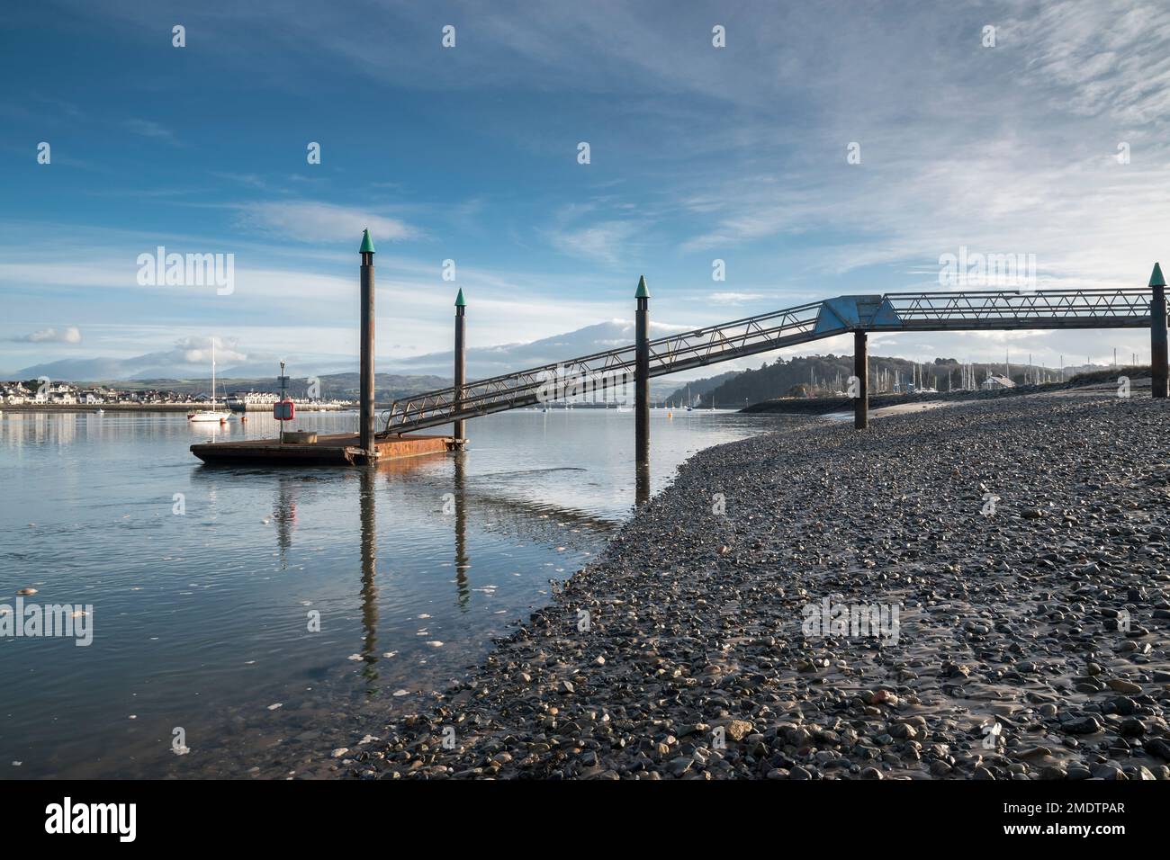 River Conwy on the North Wales coast looking towards Deganwy marina and ...