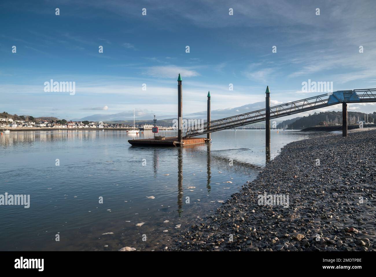 River Conwy on the North Wales coast looking towards Deganwy marina and ...