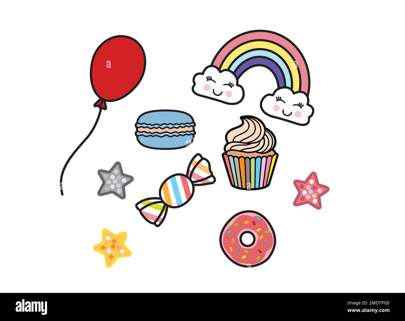 Creative collection of candy sweets rainbow Vector stock illustration ...
