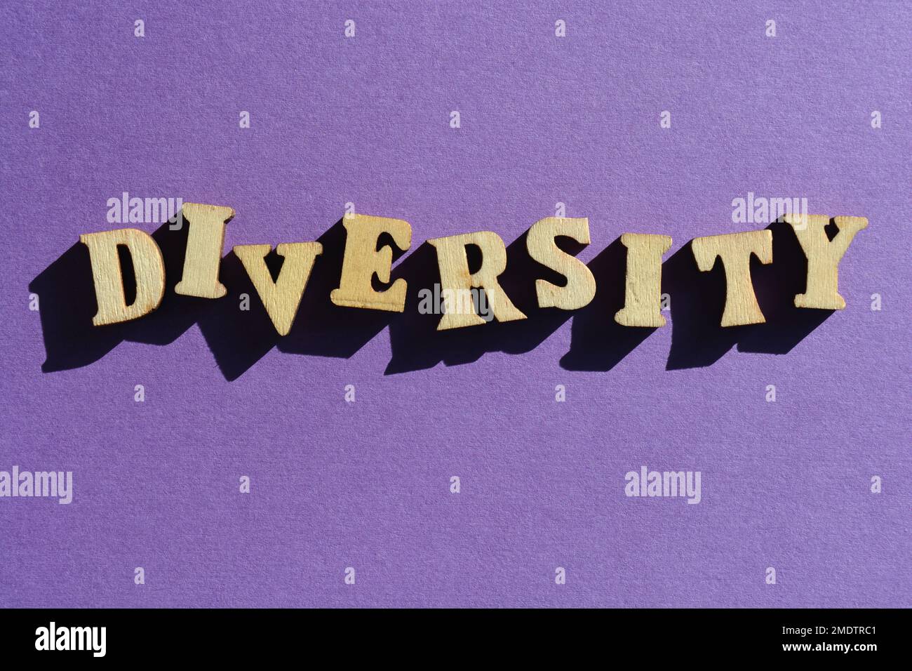 Diversity, word in wooden alphabet letters isolated on purple ...