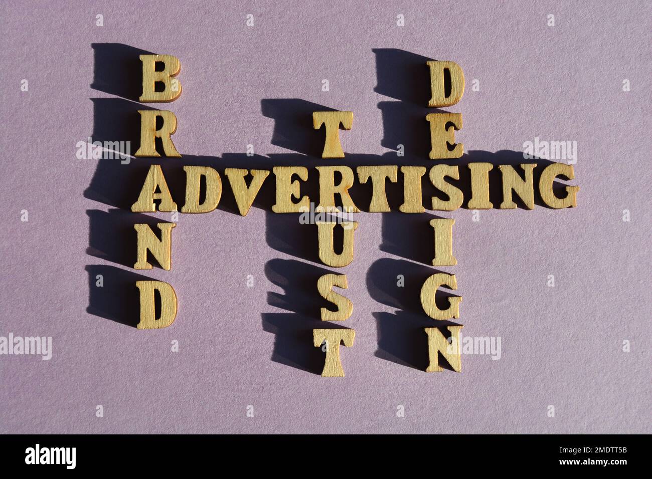 Advertising, Brand, Trust, Design, words in wooden alphabet letters in ...