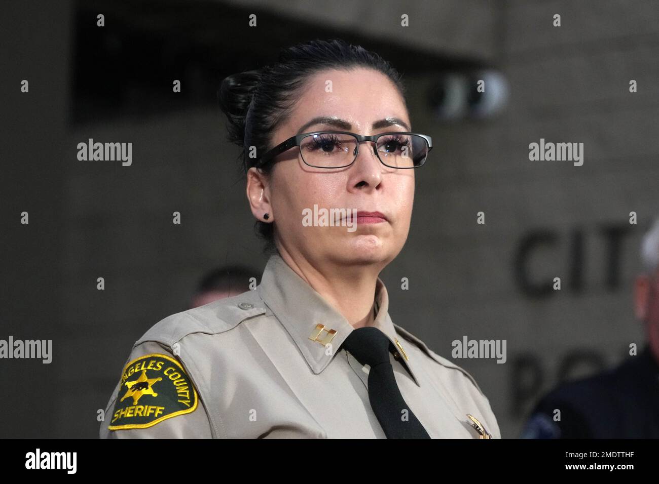 os Angeles County Sheriff's Department Capt. Lorena Rodriguez speaks to ...