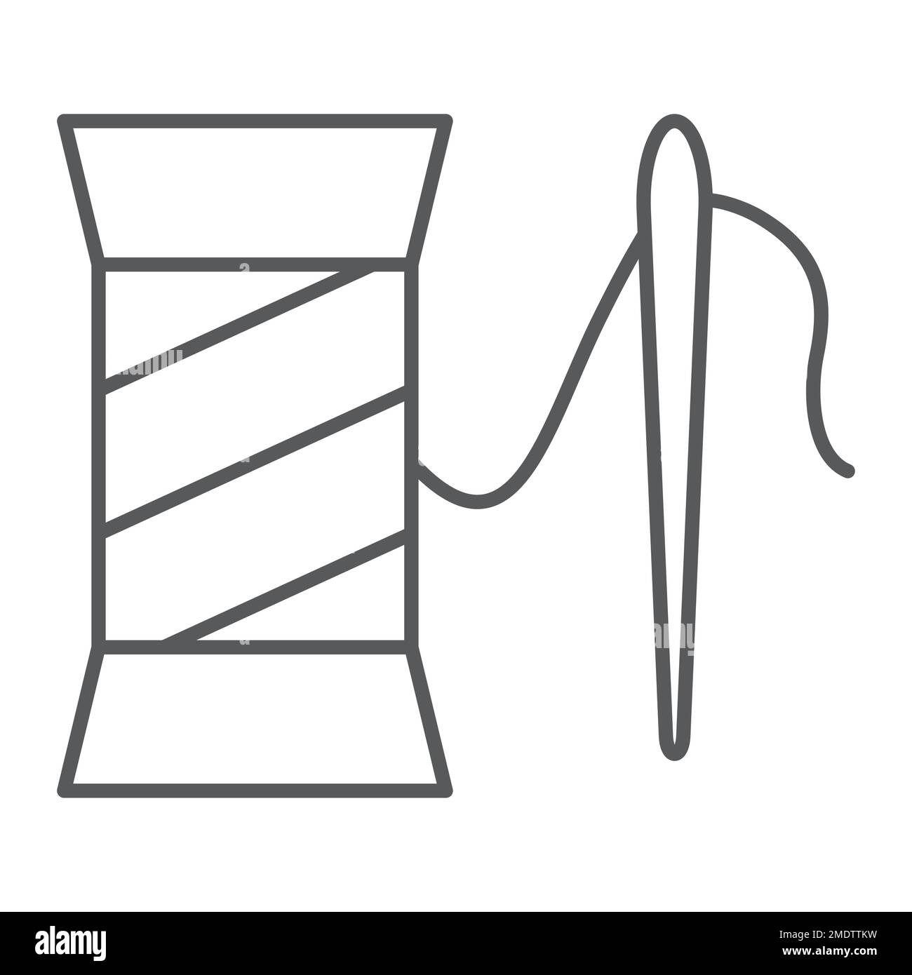 Clothing repair thin line icon, sewing and service, spool with needle ...