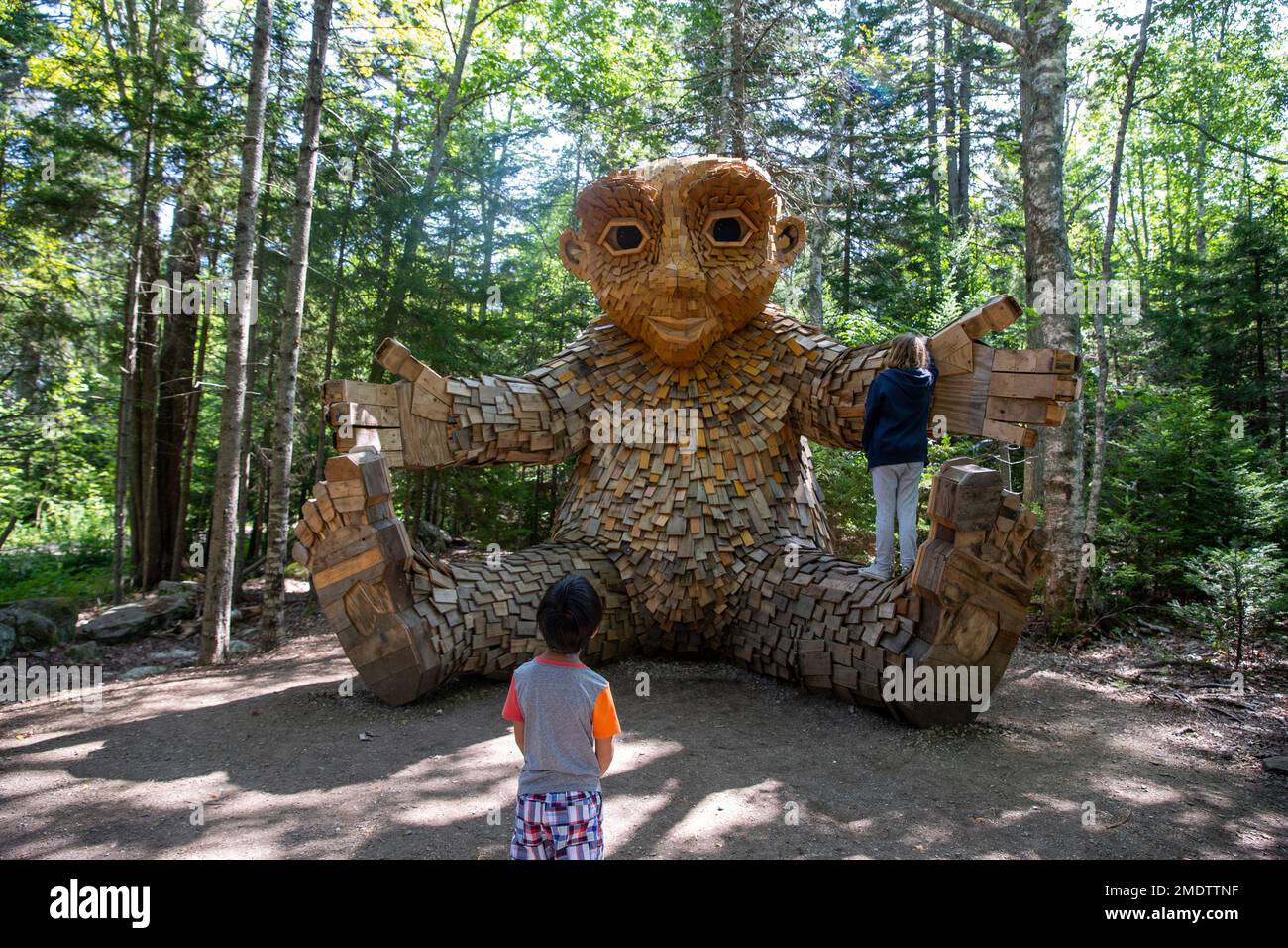 People visit Lilja, a giant troll sculpture made from recycled wood by ...