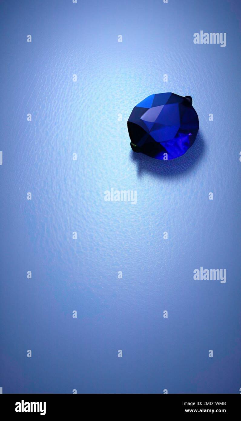 A blue gem diamond rock on a blue background Stock Photo - Alamy