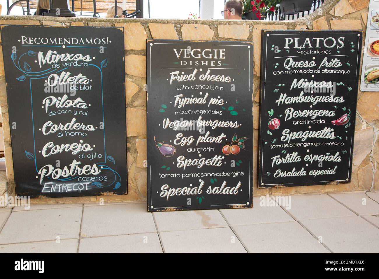 Restaurant Menu at Guadalest; Alicante; Spain Stock Photo - Alamy