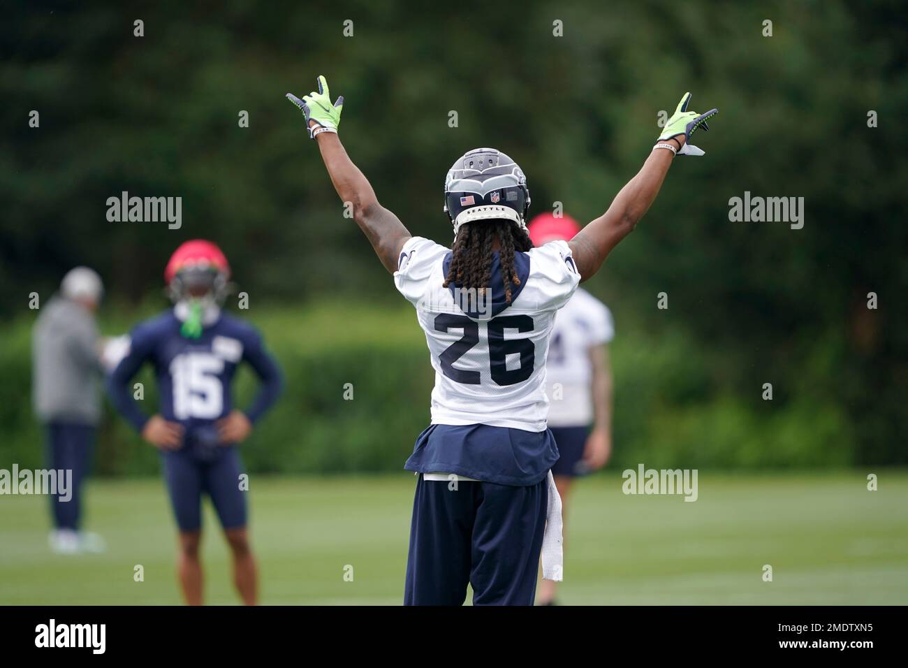 Seattle Seahawks defensive back Ryan Neal signals during NFL football ...