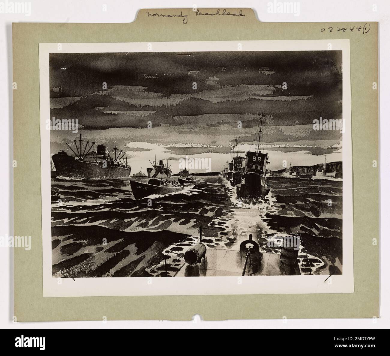 Artwork by combat artist Herman B. Vestal depicts units of the invasion ...