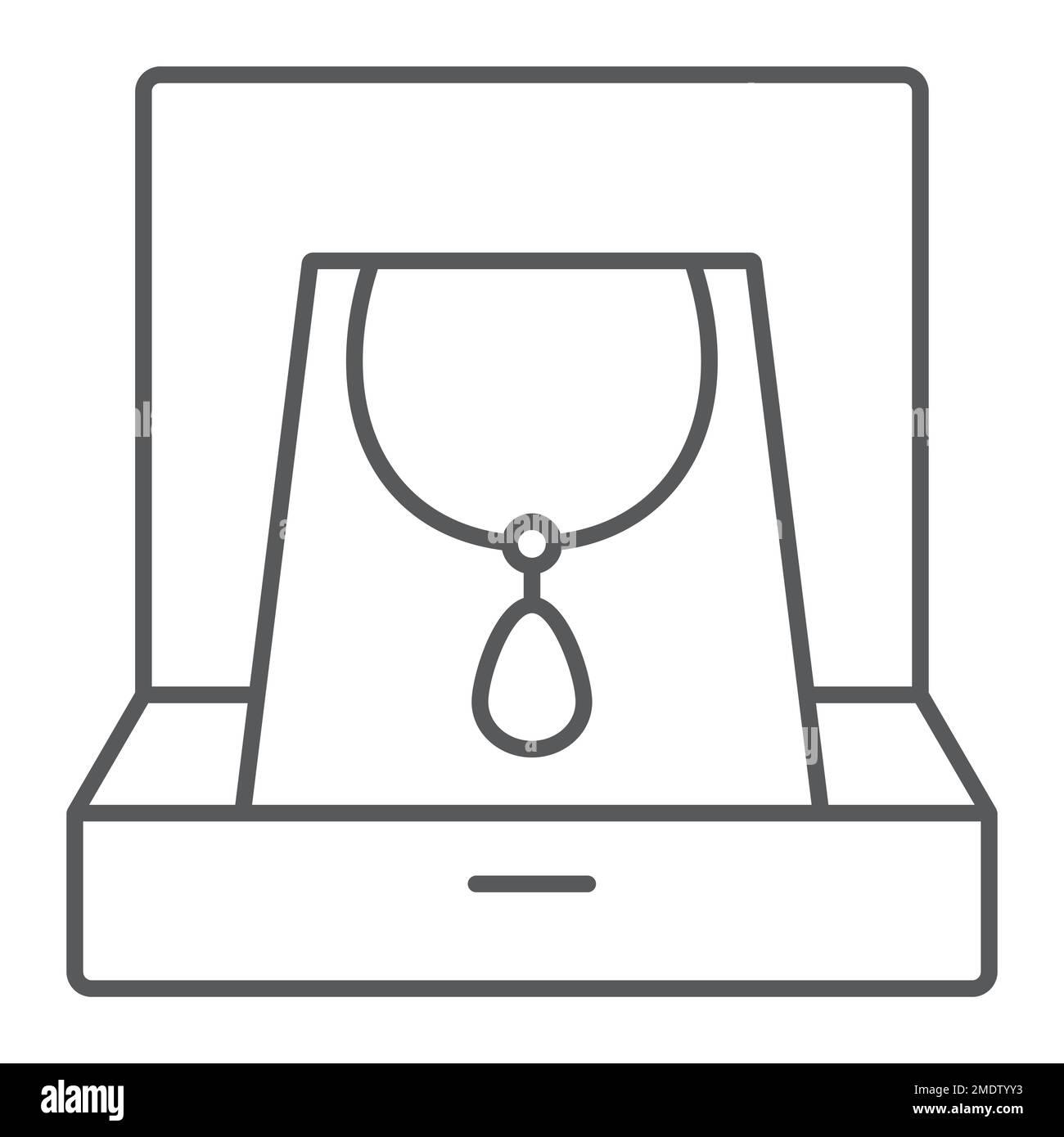 Necklace in box thin line icon, jewellery and accessory, gift box with ...