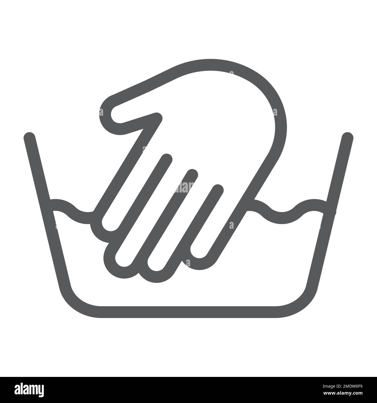 Hand washing line icon, laundering and wash, hand sign, vector graphics ...