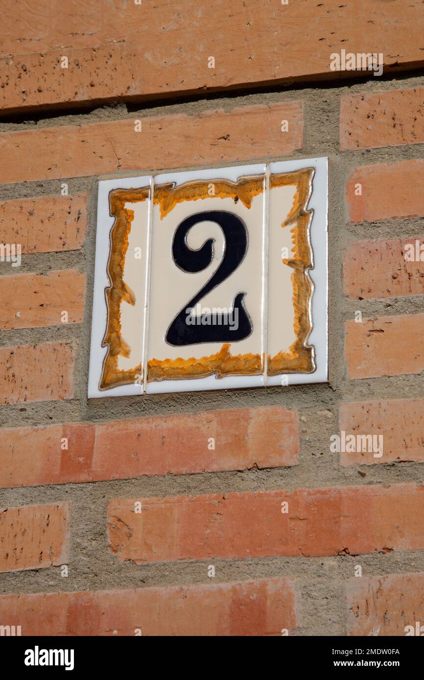 Number Two on Building Facade Stock Photo - Alamy
