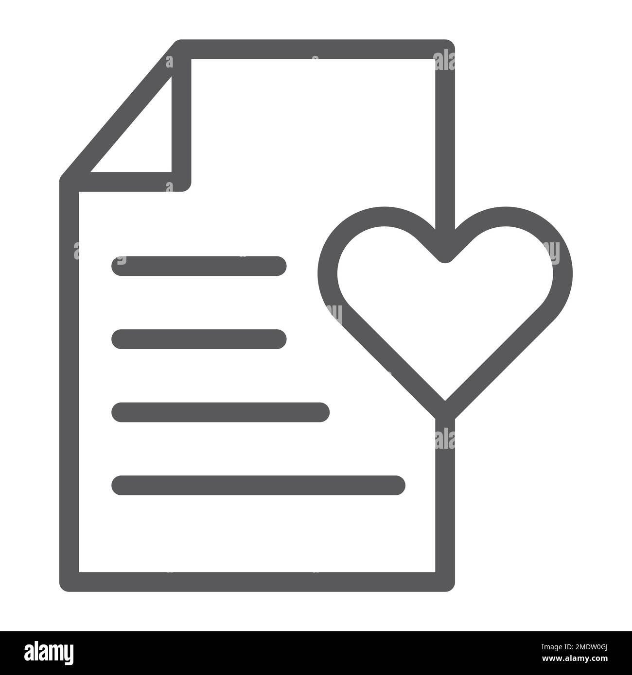 Wish list line icon, paper and document, checklist sign, vector ...