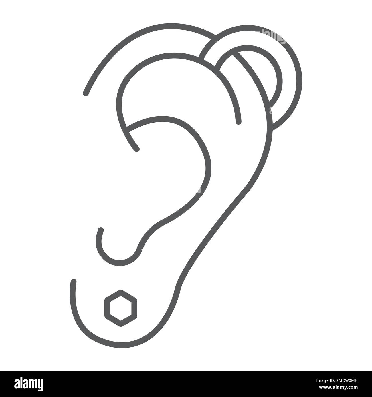 Ear piercing thin line icon, jewelry and accessory, pierced ear sign ...