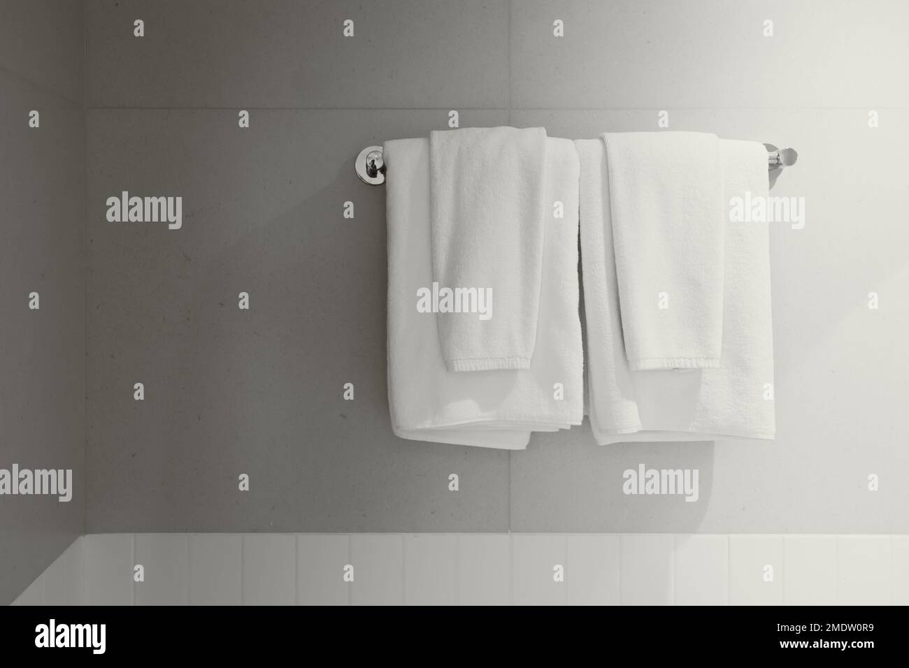 Towel white clean new rack hanging shower room service in hotel ...