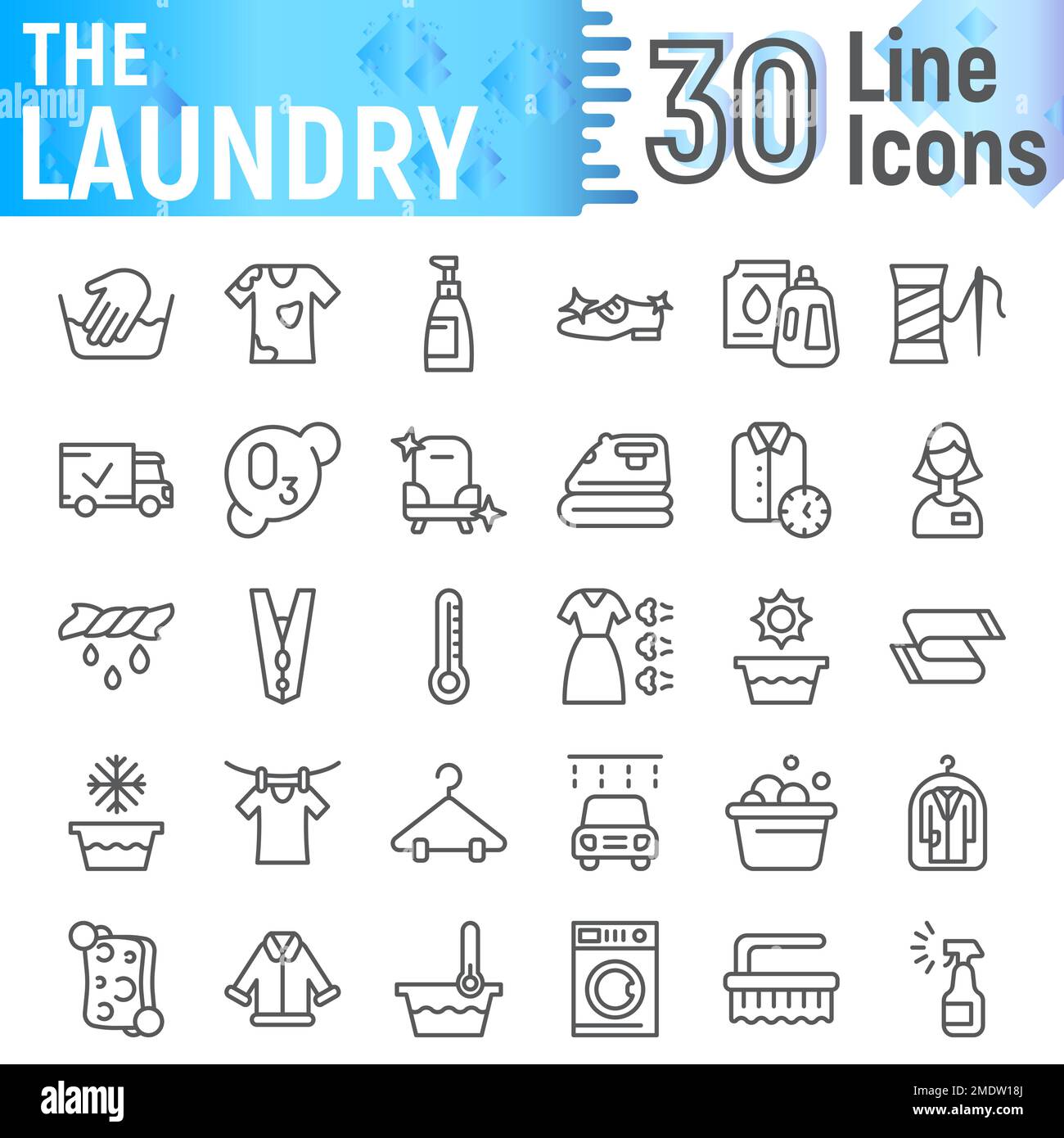 Laundry line icon set, clean symbols collection, vector sketches, logo ...