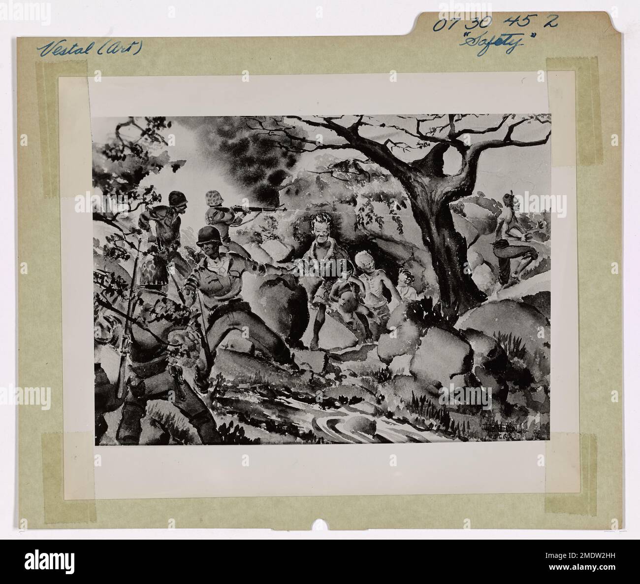 Combat artist Herman B. Vestal's illustration captures the rescue of ...