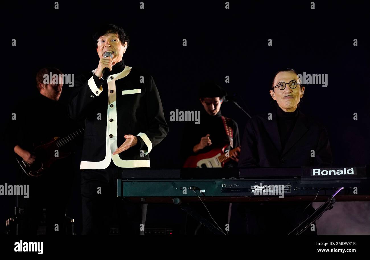 Russell Mael, left, and his brother Ron of the band Sparks perform ...