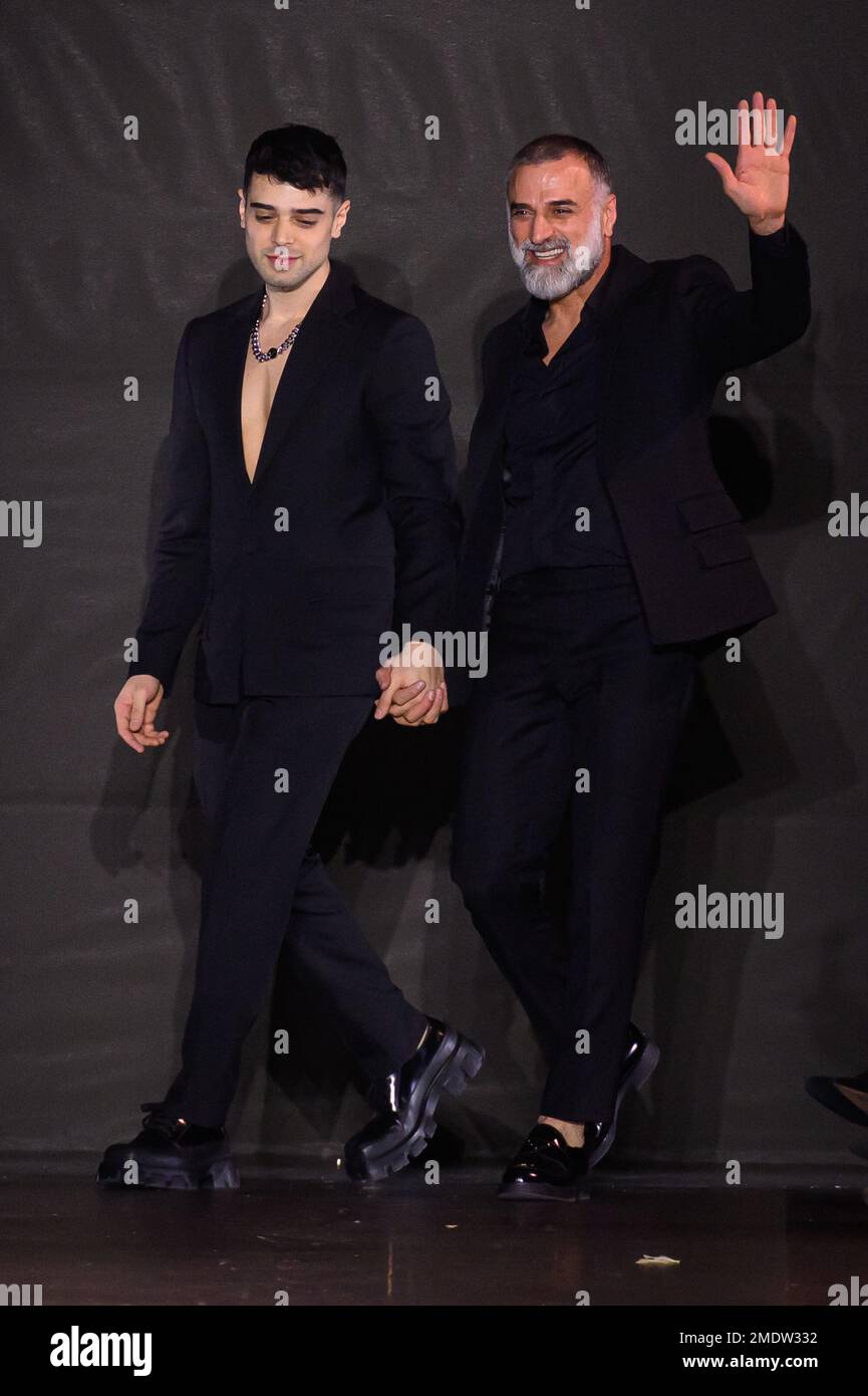 Paris, France. 23rd Jan, 2023. Designer Georges Hobeika and his son Jad ...