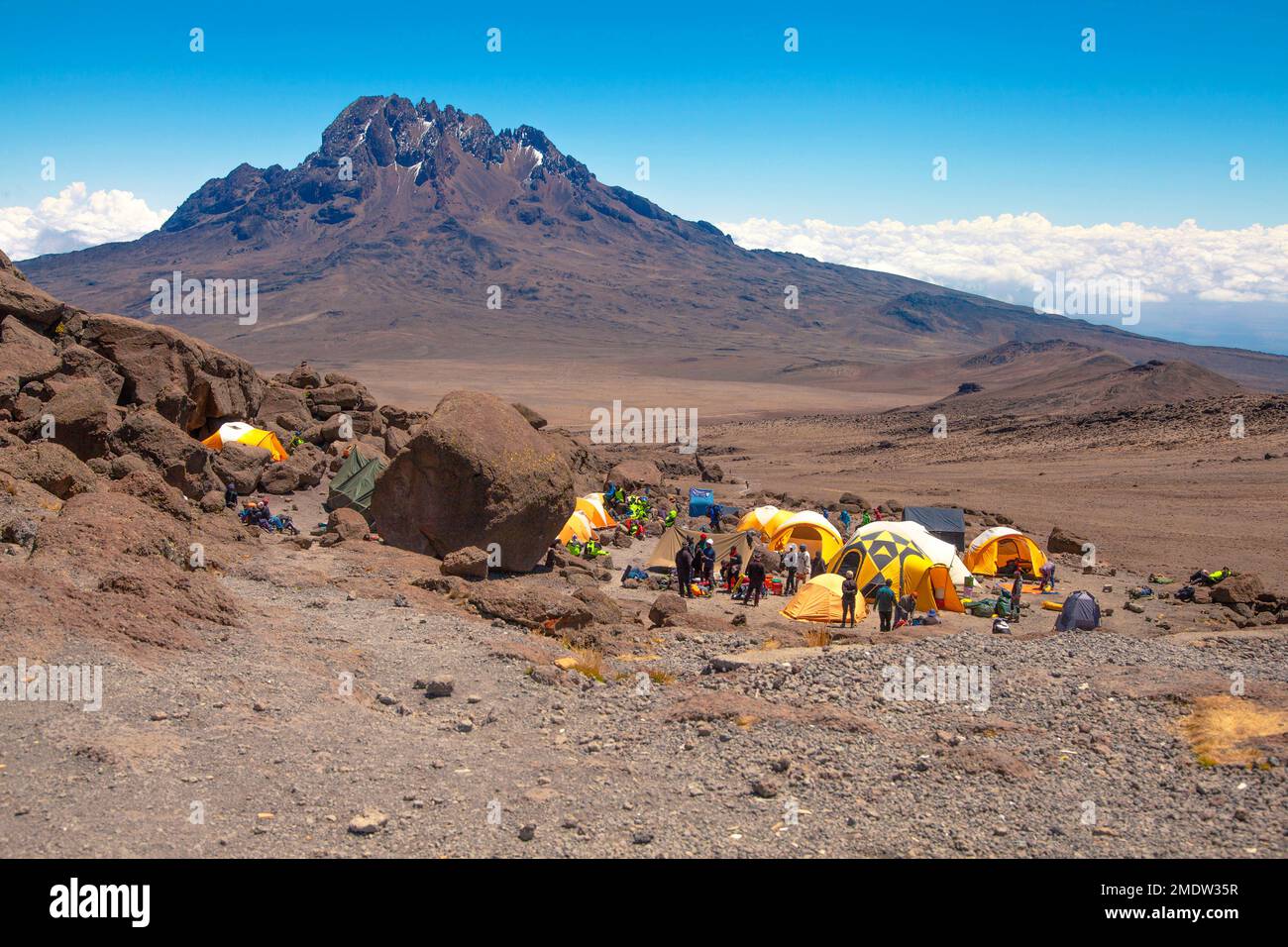 A view of Mawenzi peak from base camp of Mount Kilimanjaro, Tanzania ...