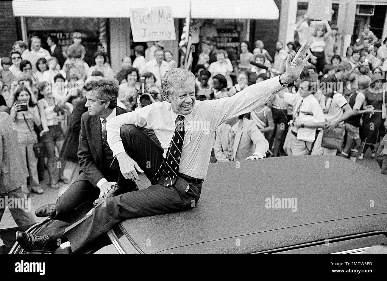FILE - In this July 31, 1979, file photo, President Jimmy Carter waves ...