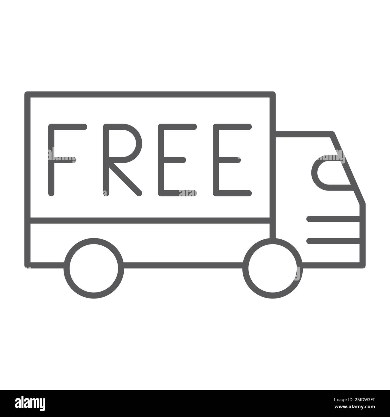Free shipping thin line icon, cargo and transportation, truck sign ...
