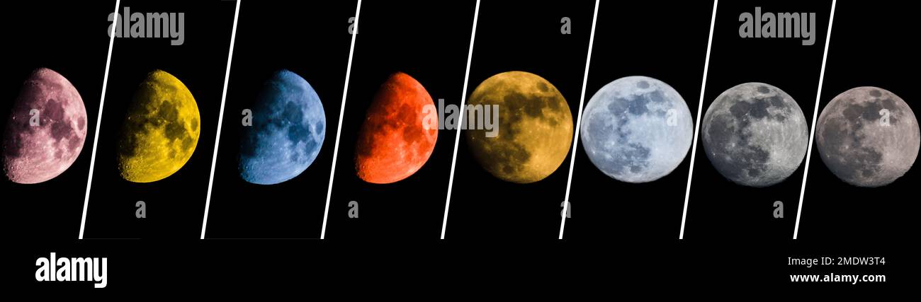 Collage of the moon on a black background. All the photos used belong ...